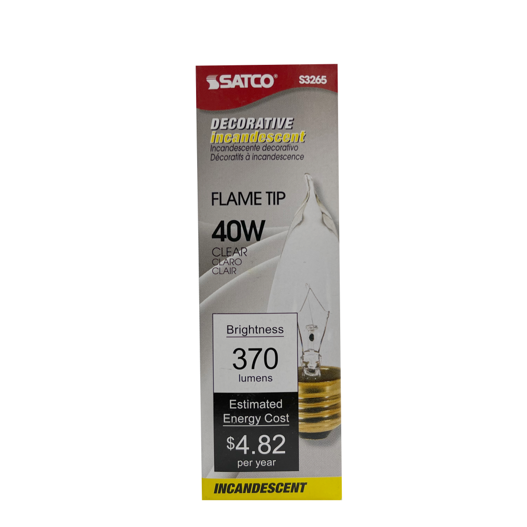 SATCO 40W TURN TIP CLEAR STD BASE - Atlantic Trading Co.