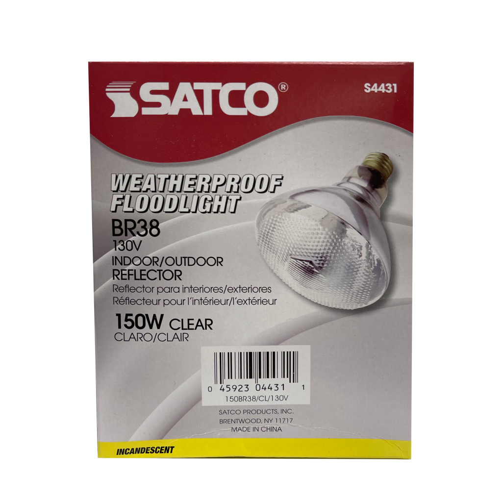 SATCO 150W BR38 130V WEATHERPROOF REFLECTOR FLOOD LAMP - Atlantic ...