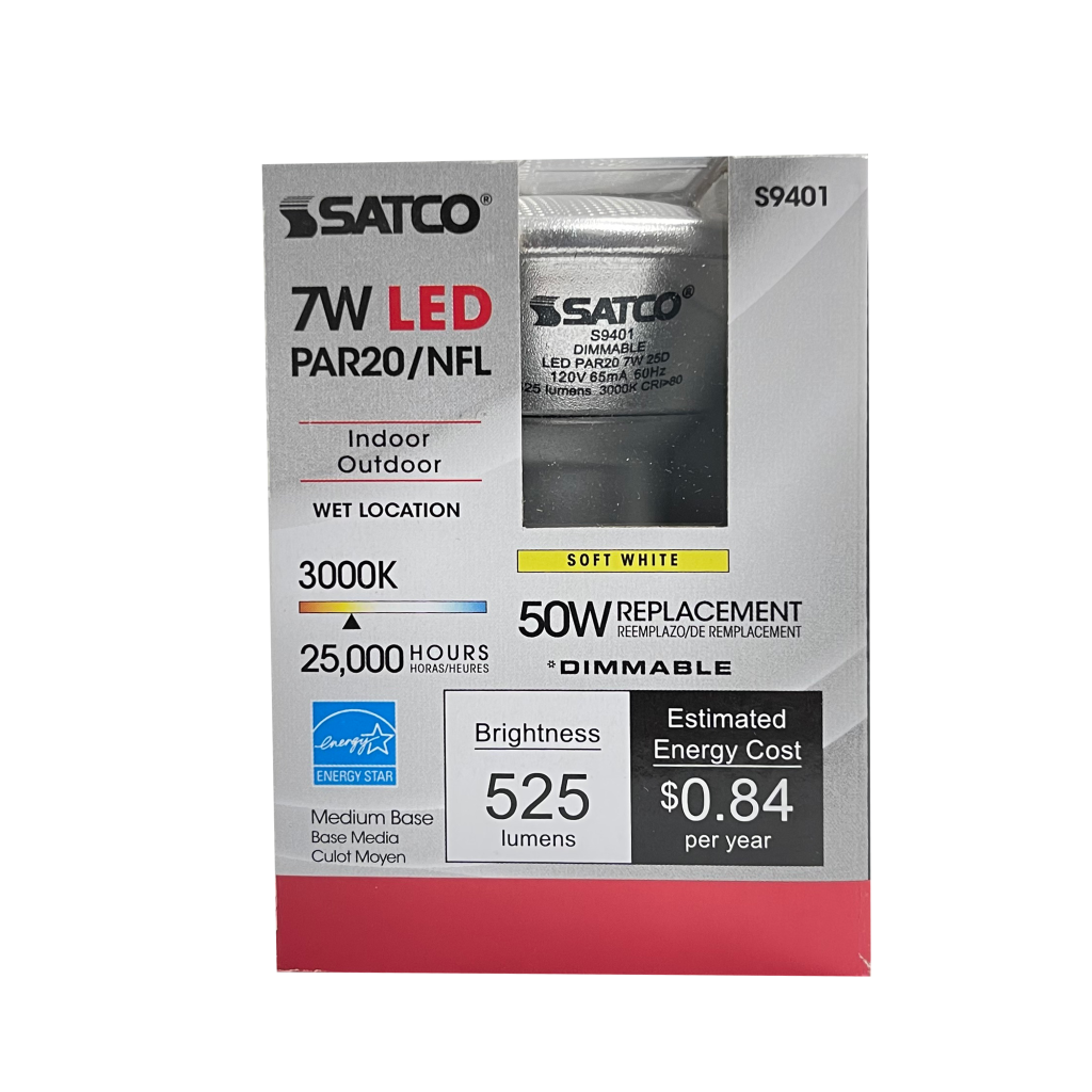 SATCO 7W PAR20/LED/3000K/120V/DIM - Atlantic Trading Co.